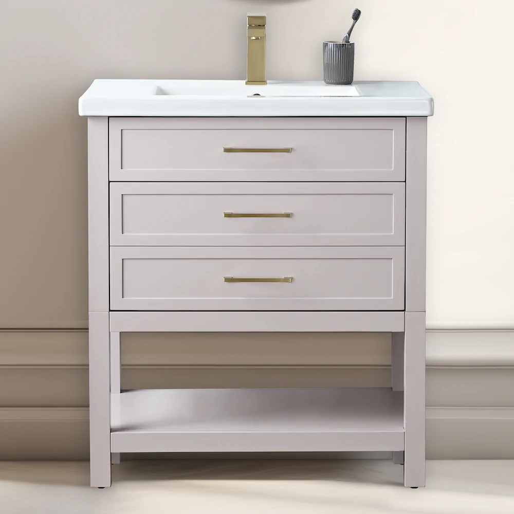 ARLO 30" Taupe Vanity With Integrated Ceramic Top | Sudio Design