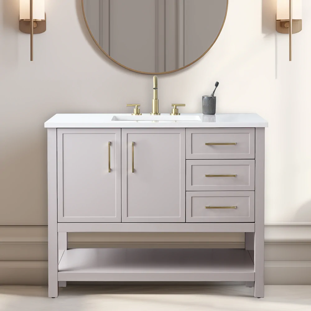 ARLO 42" Taupe Vanity With Ariston White Top | Sudio Design