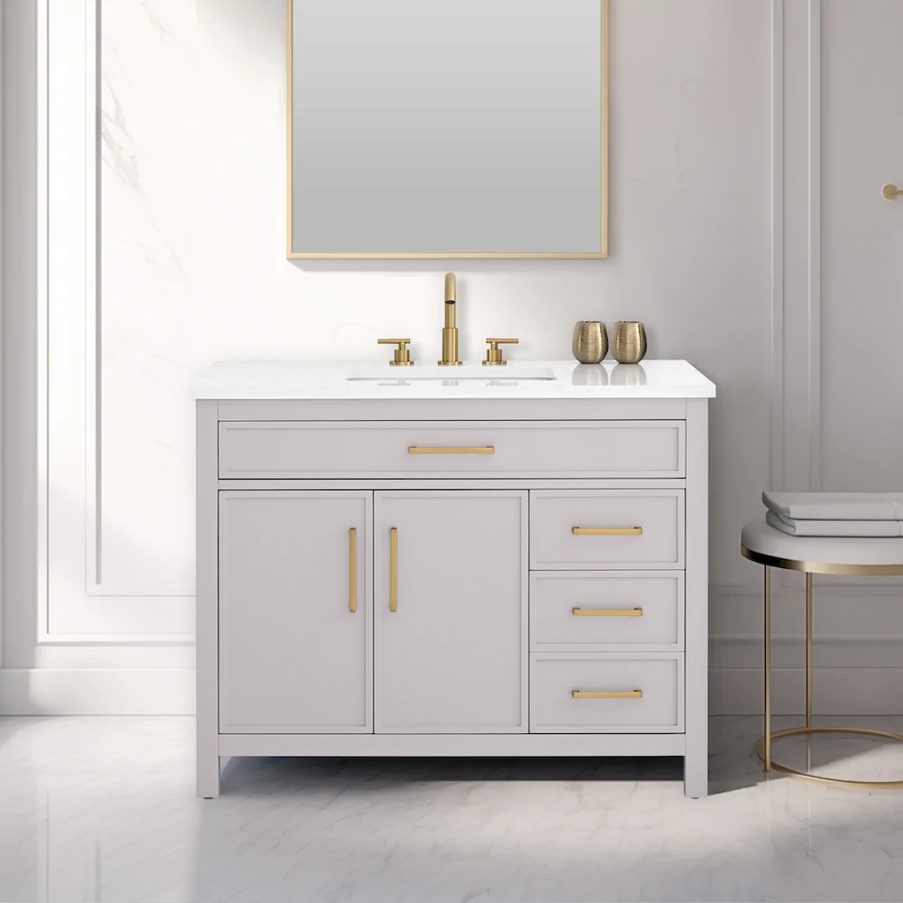COOPER 42" Taupe Vanity With Ariston White Top | Sudio Design