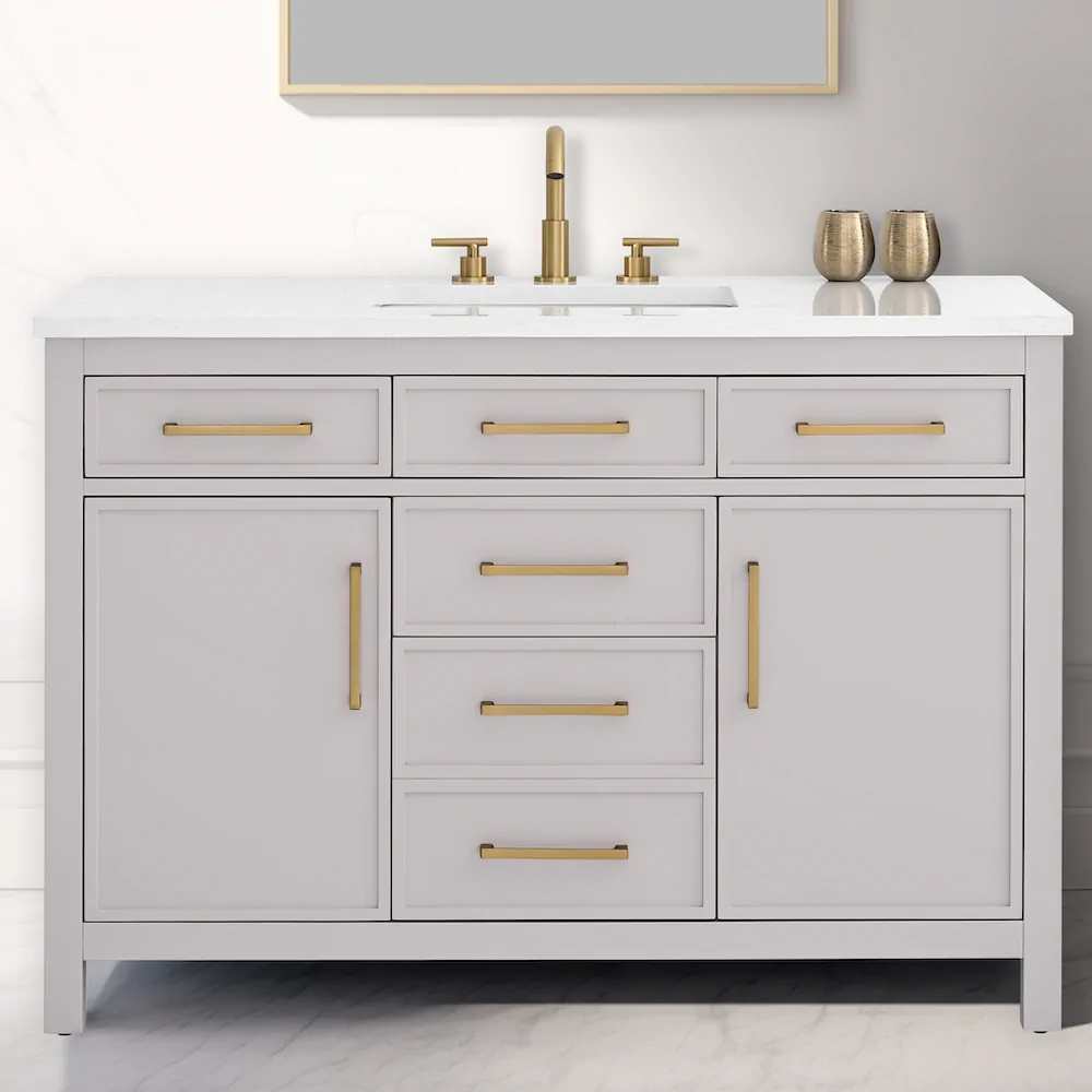 COOPER 48" Taupe Vanity With Ariston White Top | Sudio Design