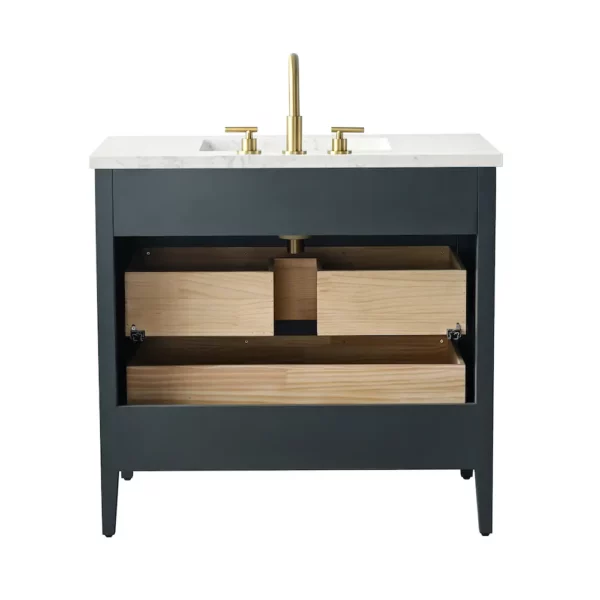 EMMA 36" Vintage Blue Vanity With Arabescato Top | Sudio Design
