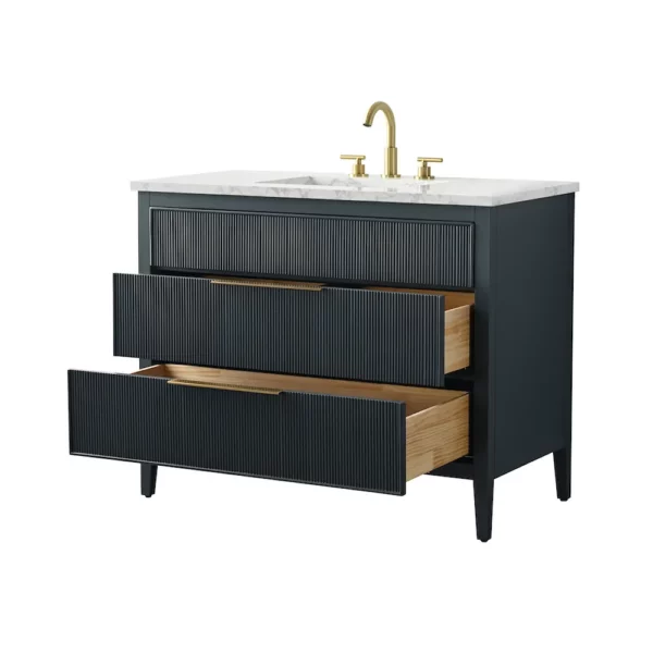 EMMA 42" Vintage Blue Vanity With Arabescato Top | Sudio Design