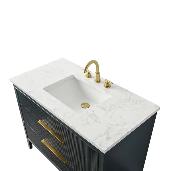 EMMA 42" Vintage Blue Vanity With Arabescato Top | Sudio Design