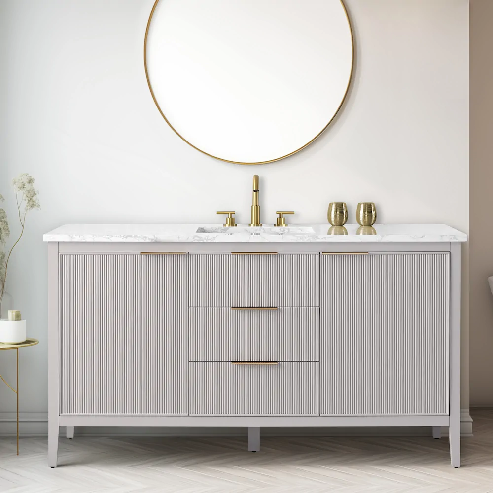 EMMA 60" Taupe Vanity With Arabescato Top | Sudio Design