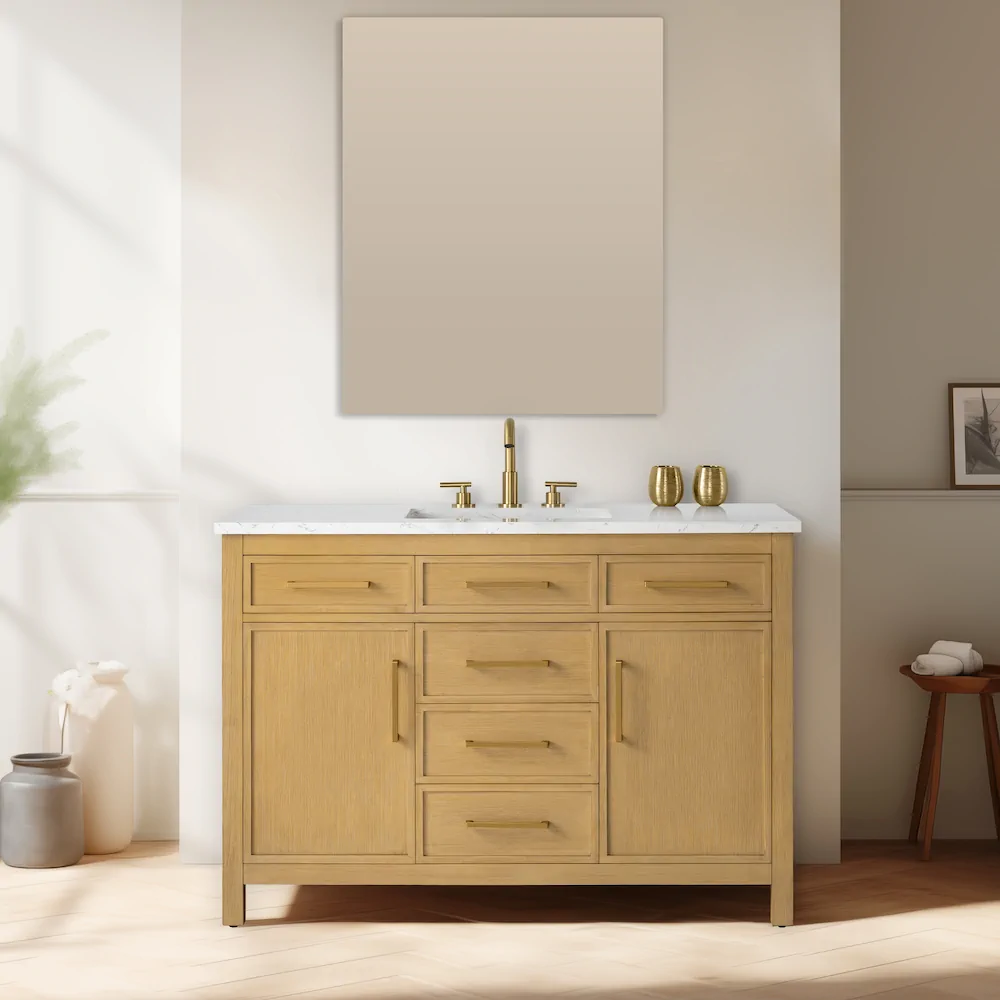 LOGAN 48" Sand Vanity With Carrara White Top | Sudio Design